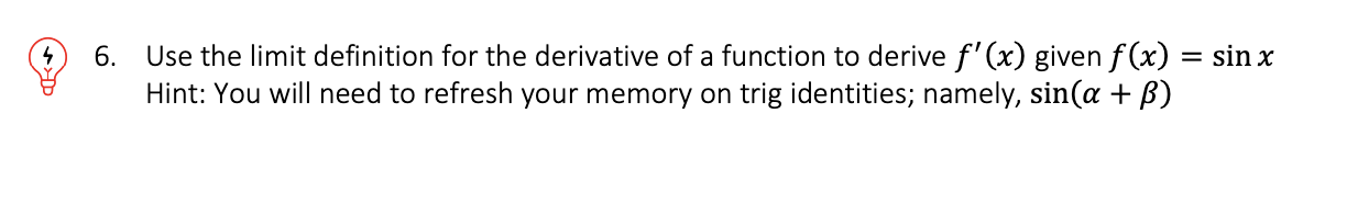 Solved 5. Use the limit definition for the derivative of a | Chegg.com