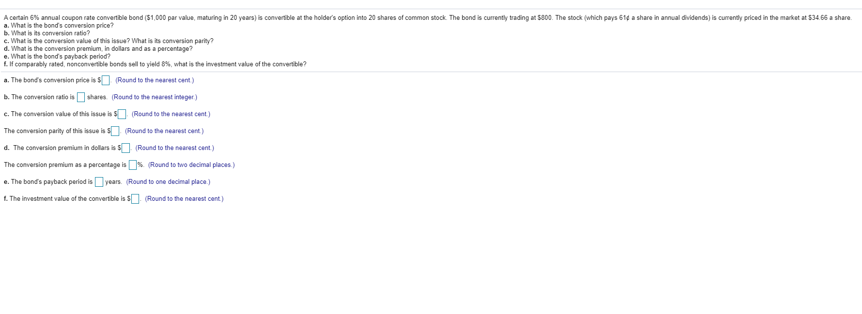 Solved A certain 6% annual coupon rate convertible bond | Chegg.com