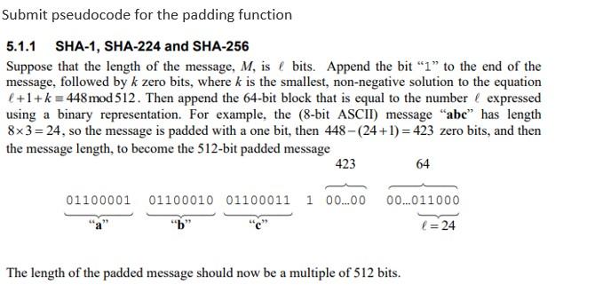 Solved Submit pseudocode for the padding function 5.1.1 | Chegg.com