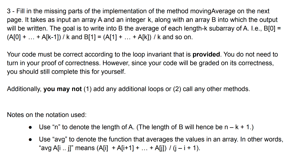 Solved 3 - Fill in the missing parts of the implementation | Chegg.com