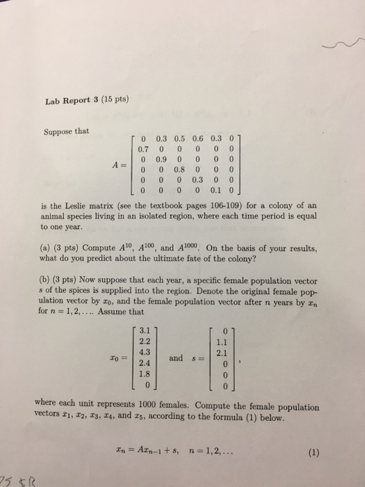Solved Use MatLab to do the linear Algebra lab report | Chegg.com
