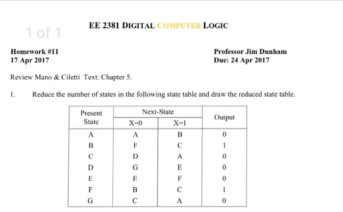 Solved Reduce the number of states in the following state | Chegg.com Solved Reduce the number of states in the following state | Chegg.com