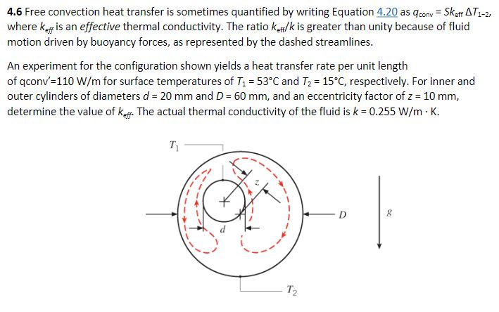 Solved 4.6 Free convection heat transfer is sometimes | Chegg.com