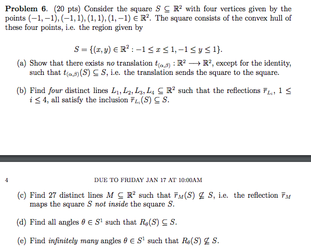 Solved Problem 6. (20 pts) Consider the square S C R2 with | Chegg.com