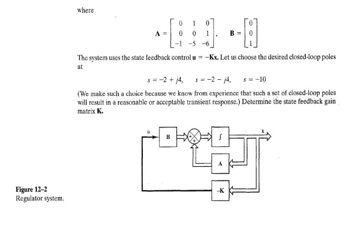 Solved -K Design of Control Systems in State Space EXAMPLE | Chegg.com