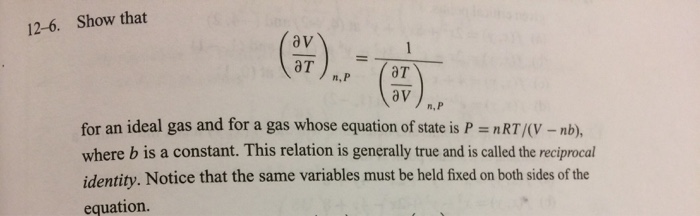 Solved Show that (delta V/delta T)_n, p = 1/delta T/delta | Chegg.com