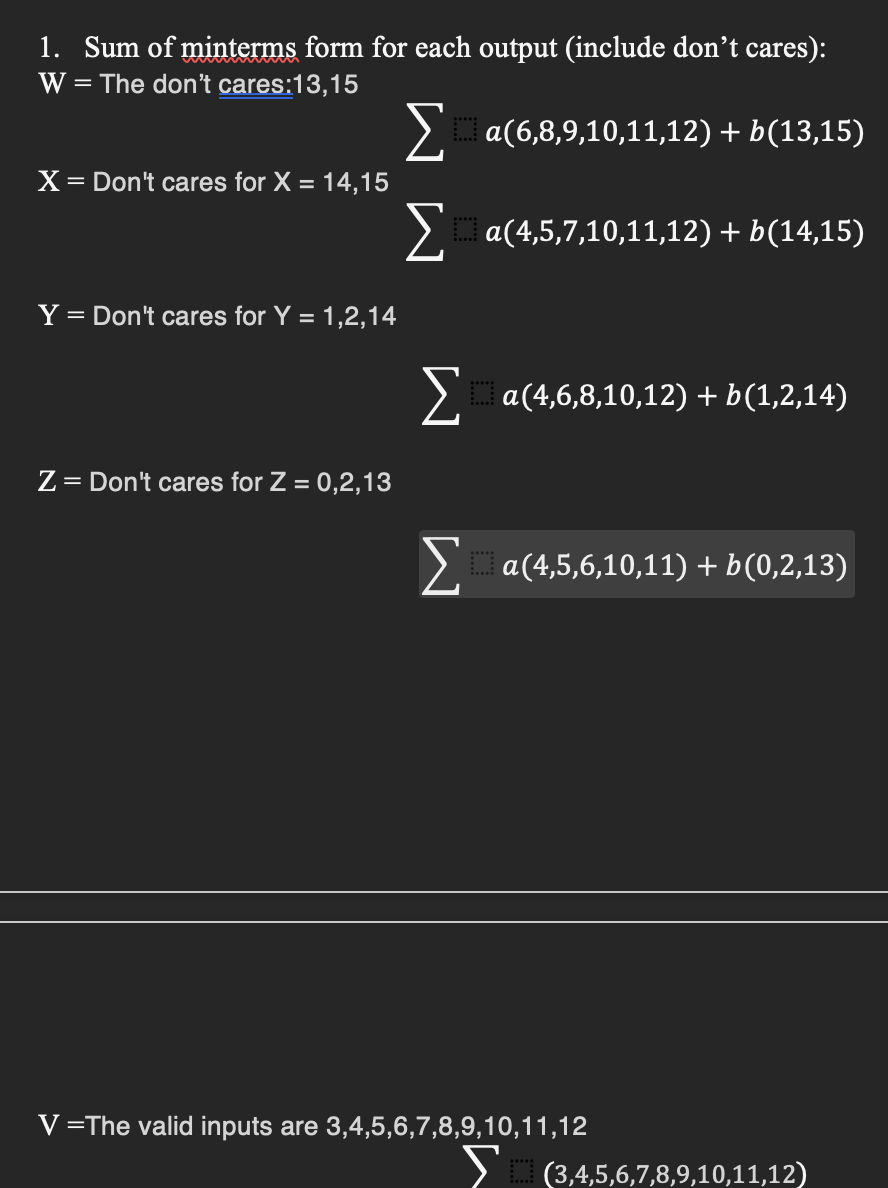Solved I need help finding the minimal SOP(sum of products) | Chegg.com