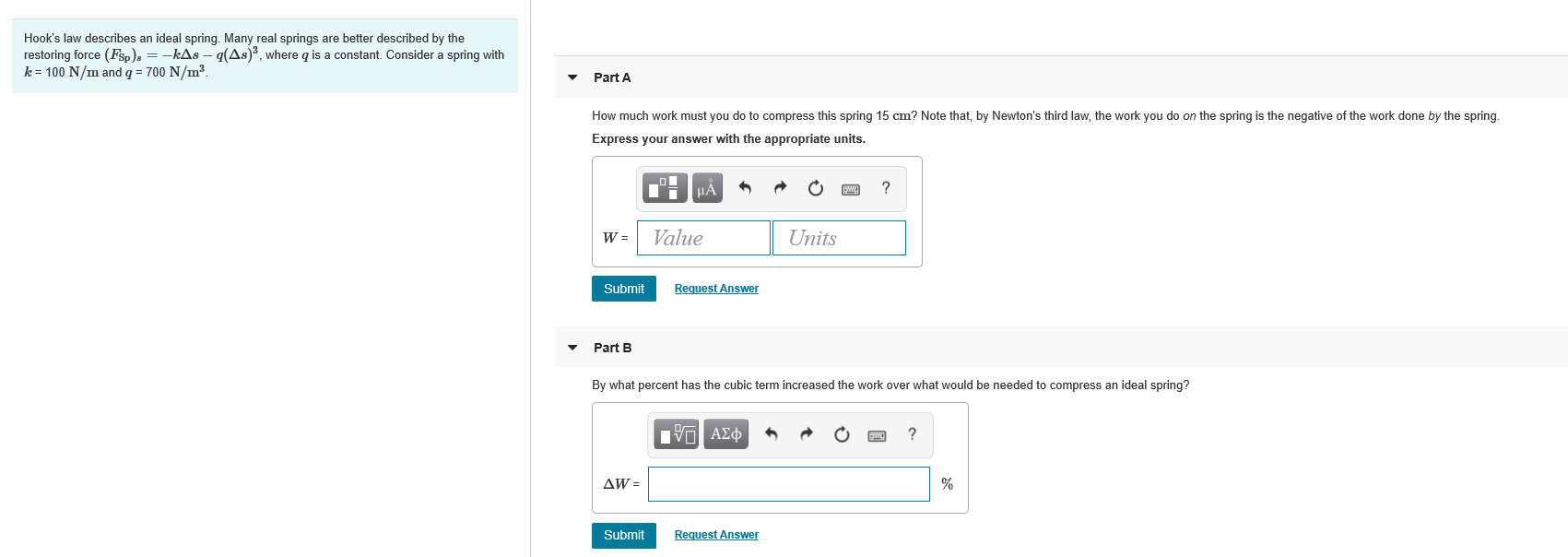 Solved Hook's law describes an ideal spring. Many real | Chegg.com