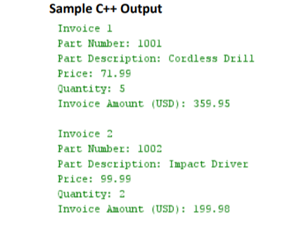 Solved Create a C++ class (Header File) called Invoice that | Chegg.com