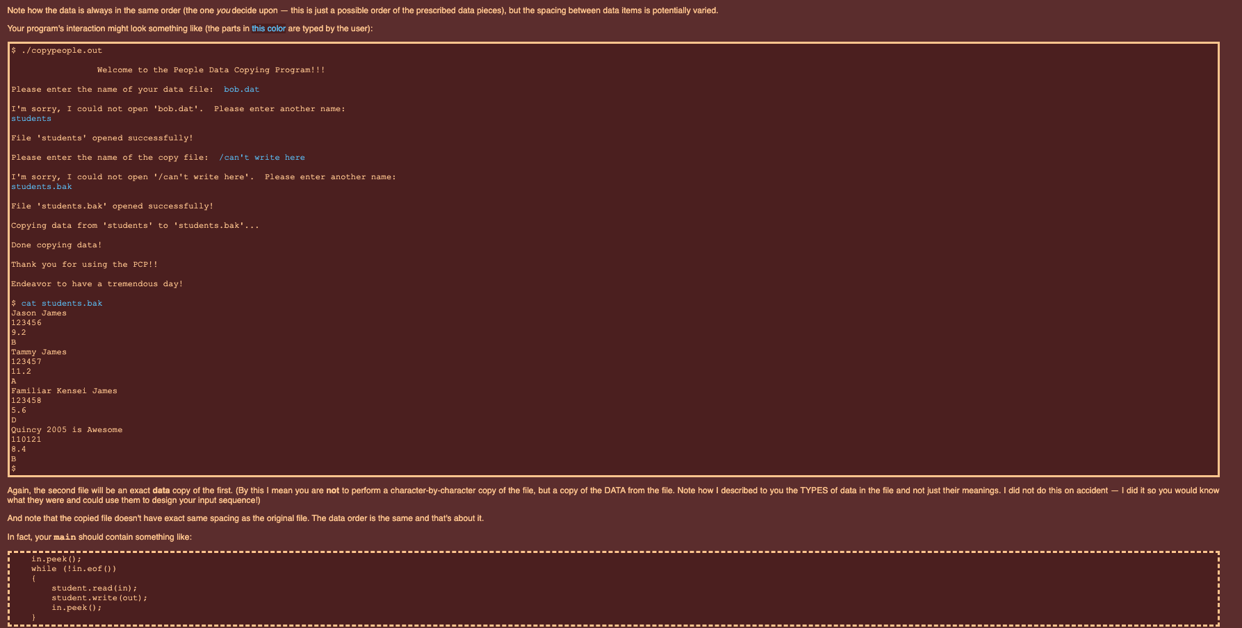 Solved Program Information You'll have to read the files' | Chegg.com