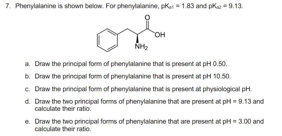 Solved Phenylalanine is shown below. For phenylalanine, | Chegg.com