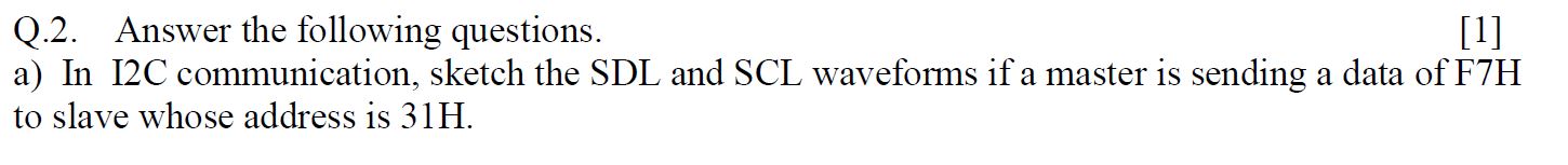 Solved Q.2. ﻿Answer the following questions.a) ﻿In I2C | Chegg.com