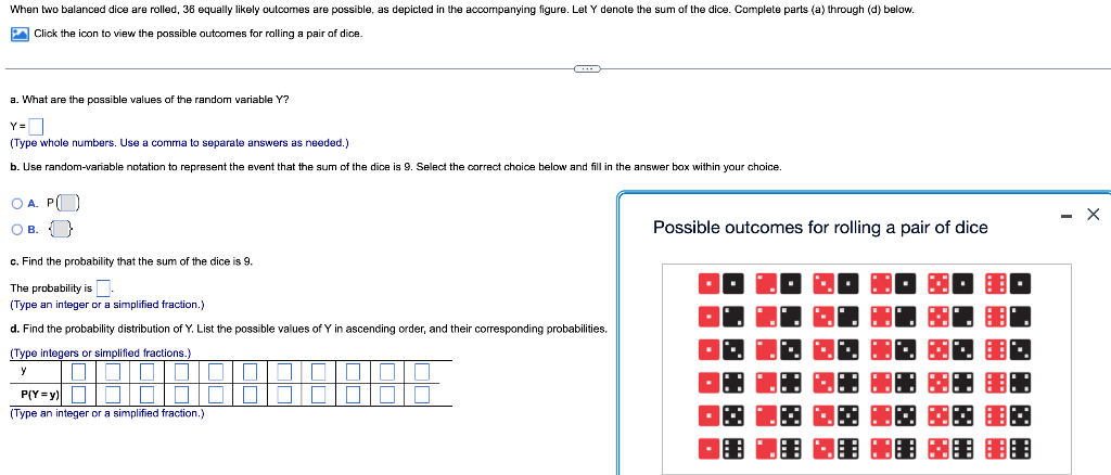 Solved When two balanced dice are rolled, 36 equally likely | Chegg.com