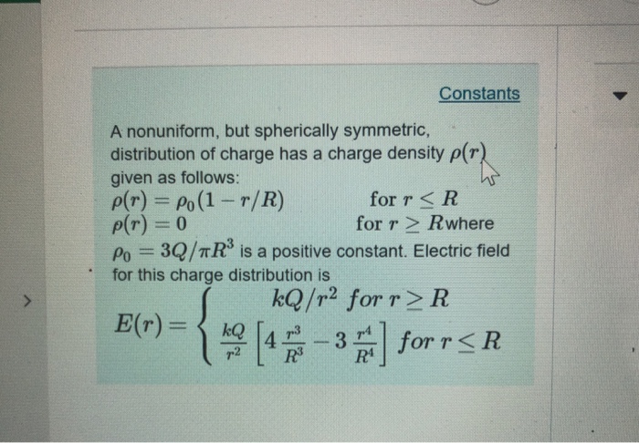 Solved Constants A nonuniform, but spherically symmetric, | Chegg.com