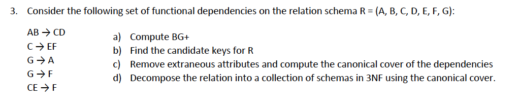 Solved 3. Consider the following set of functional | Chegg.com