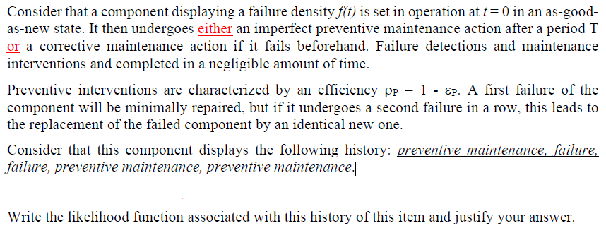 Solved Consider that a component displaying a failure | Chegg.com