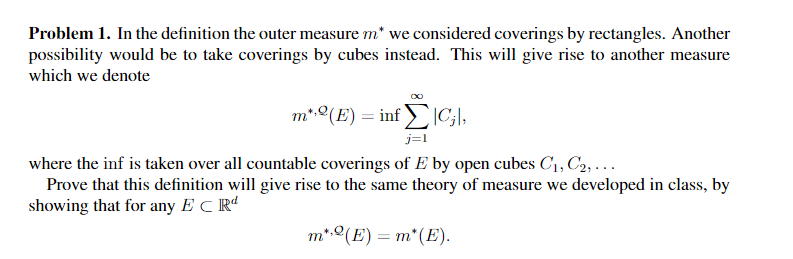 Solved Problem 1. In the definition the outer measure m* we | Chegg.com