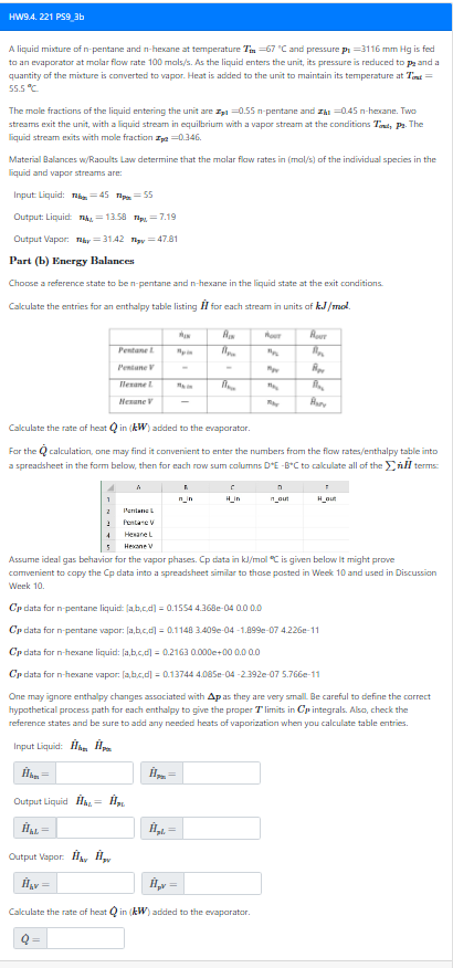 Solved A lipuid mixture of n-pentane and n-hexame at | Chegg.com