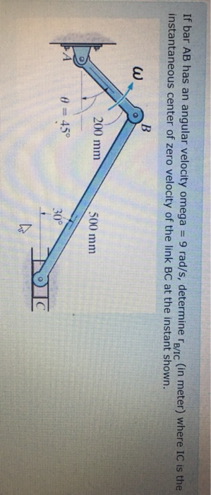 Solved If bar AB has an angular velocity omega - 9 rad/s, | Chegg.com