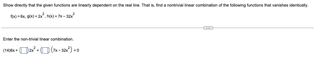 Solved Show directly that the given functions are linearly | Chegg.com