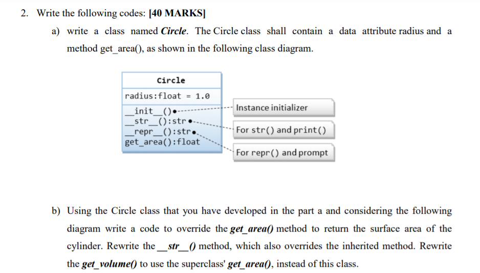 Solved 2. Write the following codes: [40 MARKS] a) write a | Chegg.com