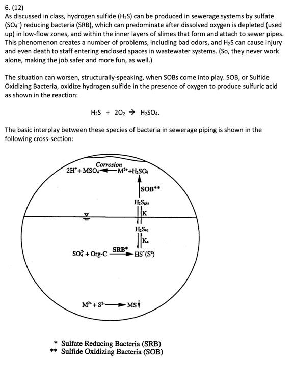 6. (12) As discussed in class, hydrogen sulfide (H2S) | Chegg.com