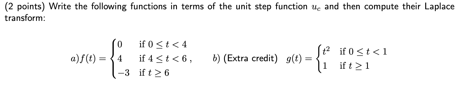 Solved (2 points) Write the following functions in terms of | Chegg.com