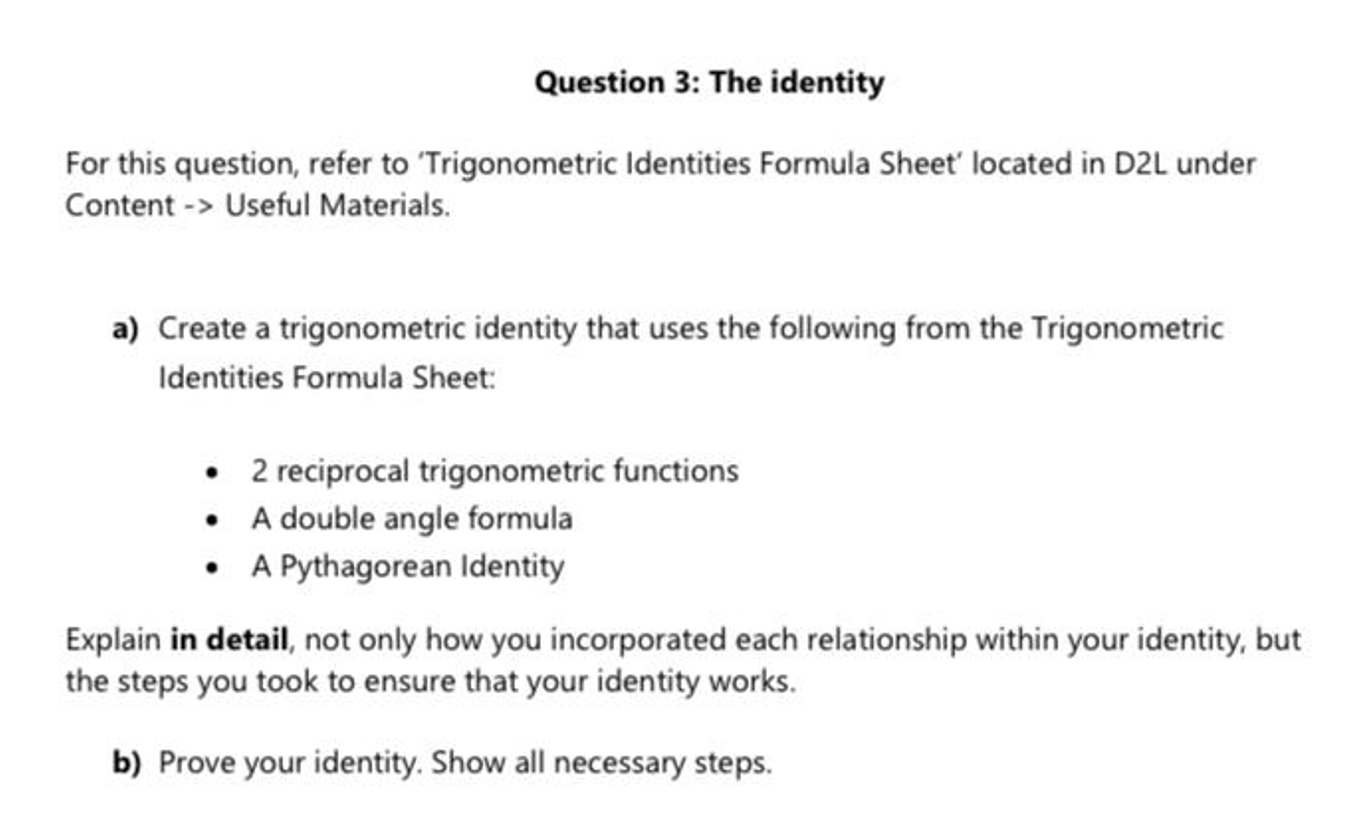 Solved Question 3: The identity For this question, refer to | Chegg.com