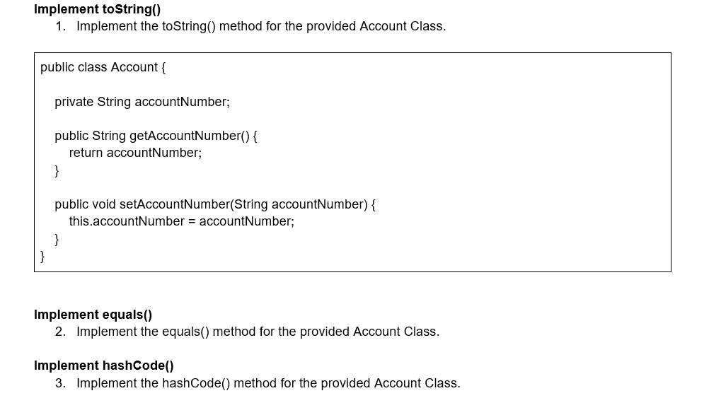 Solved Implement Tostring 1 Implement The Tostring 