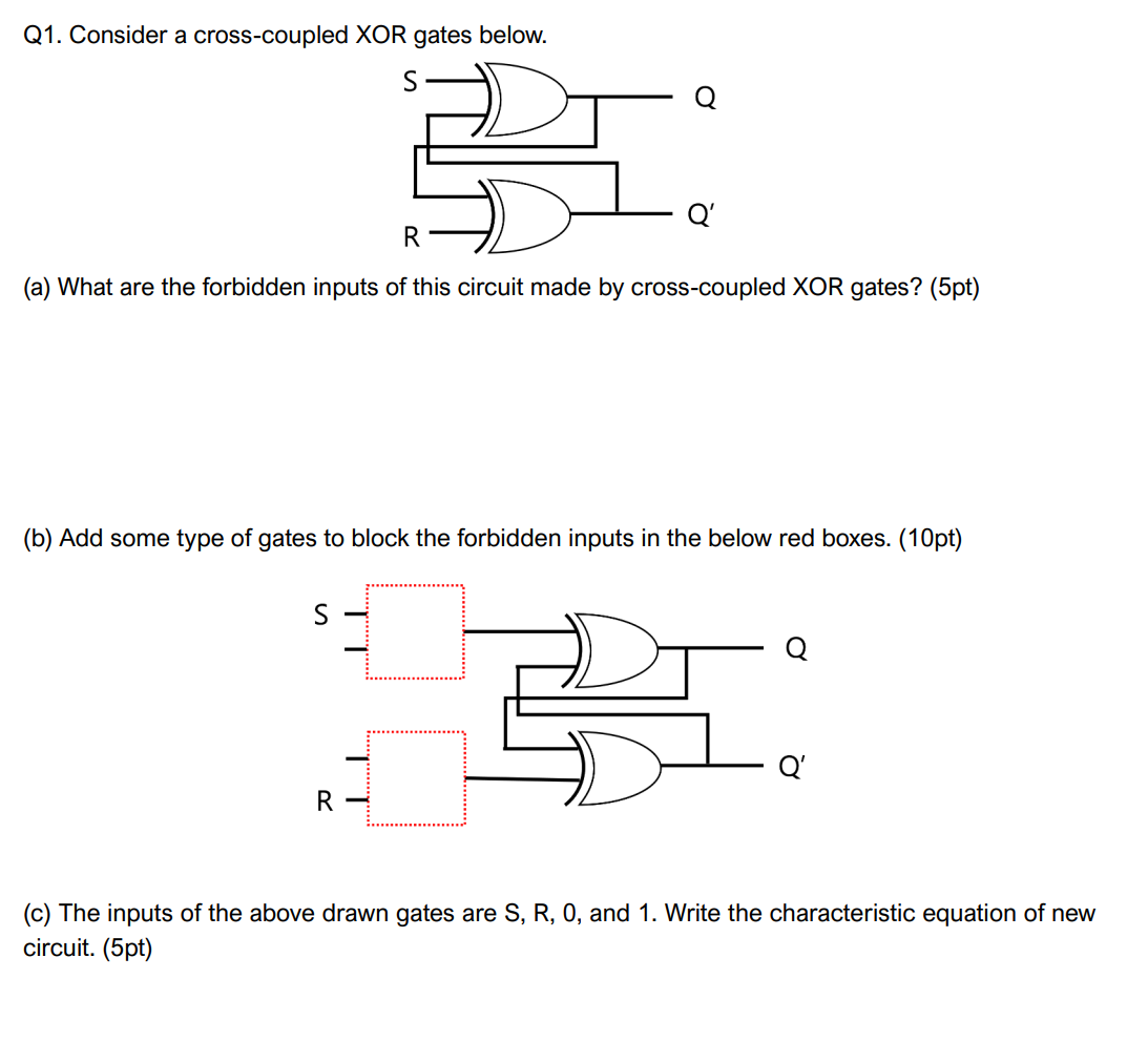 Solved Q1. ﻿Consider a cross-coupled XOR gates below. (a) | Chegg.com