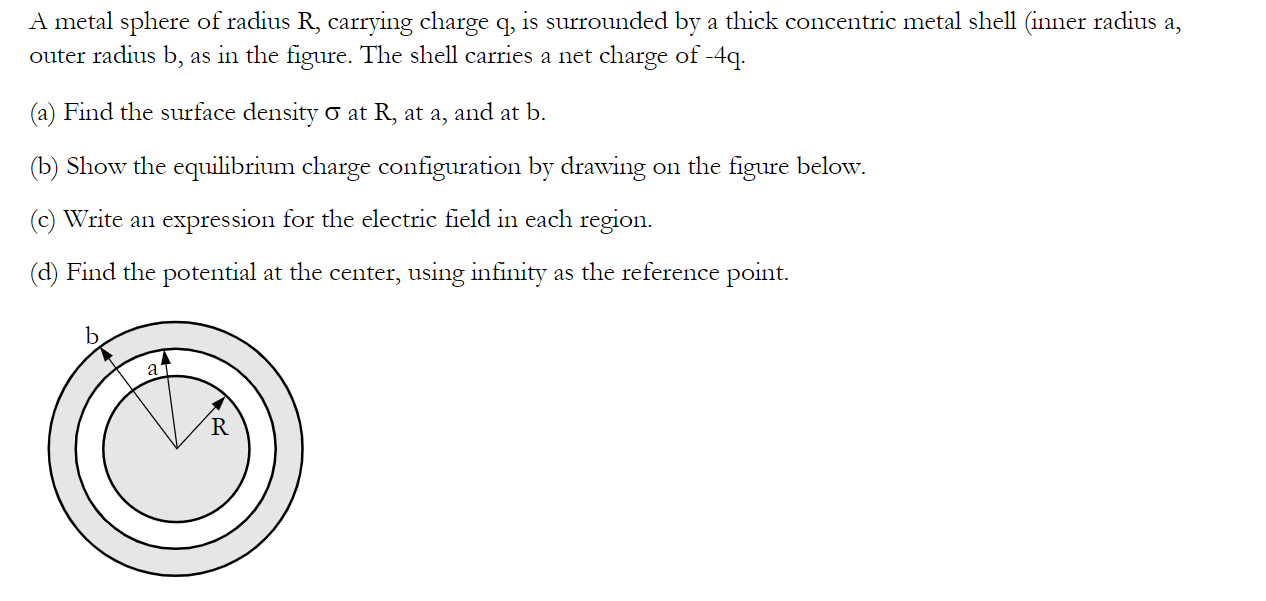 Solved A metal sphere of radius R, ﻿carrying charge q, ﻿is | Chegg.com