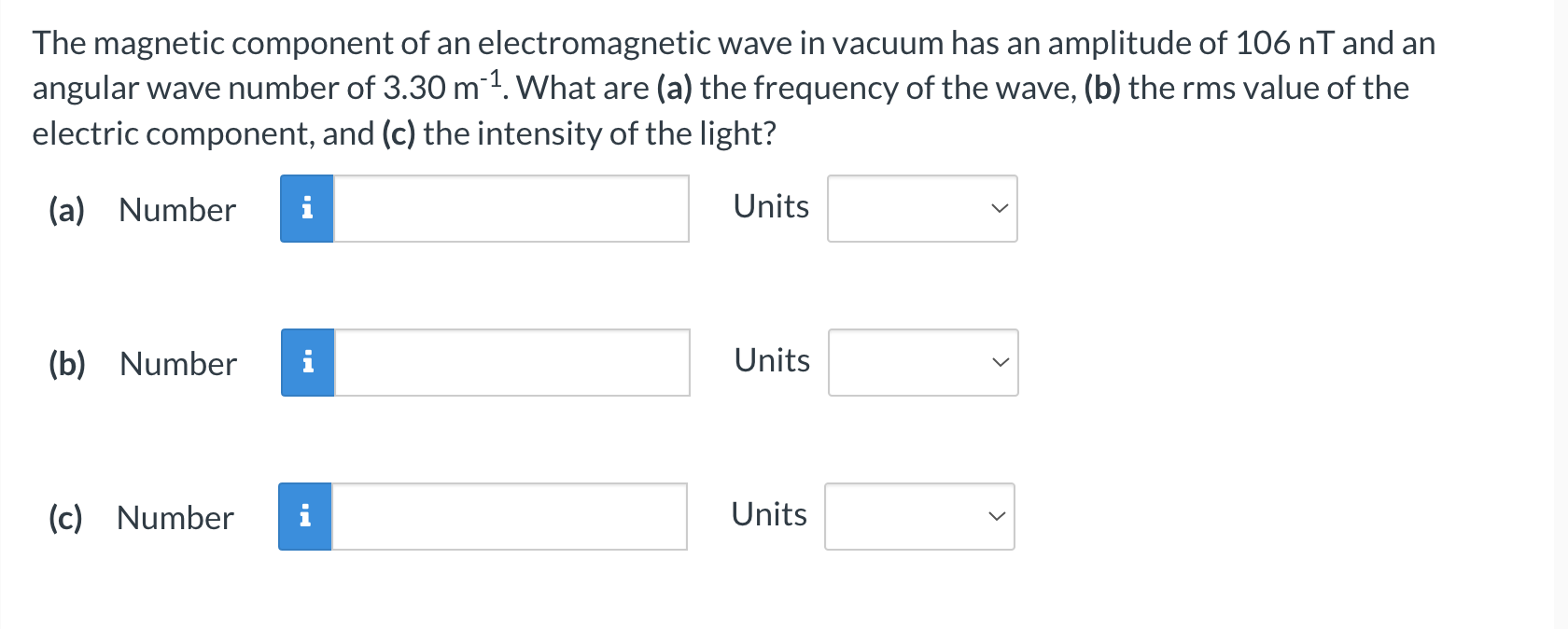 Solved The magnetic component of an electromagnetic wave in | Chegg.com