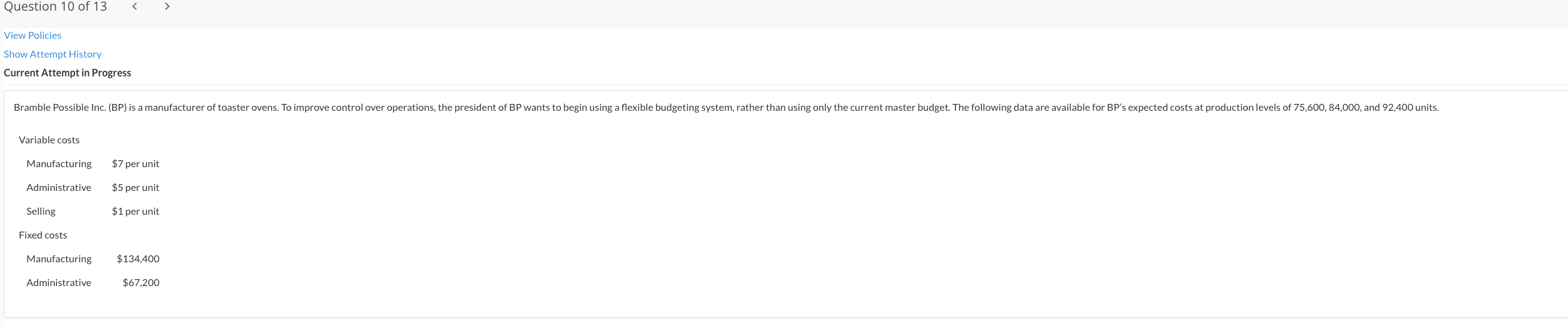 Solved View Policies Show Attempt History Current Attempt in | Chegg.com
