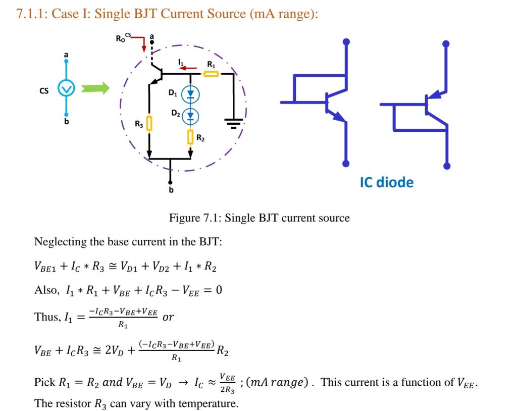 Solved 7.1.1: Case I: Single BJT Current Source (mA range): | Chegg.com