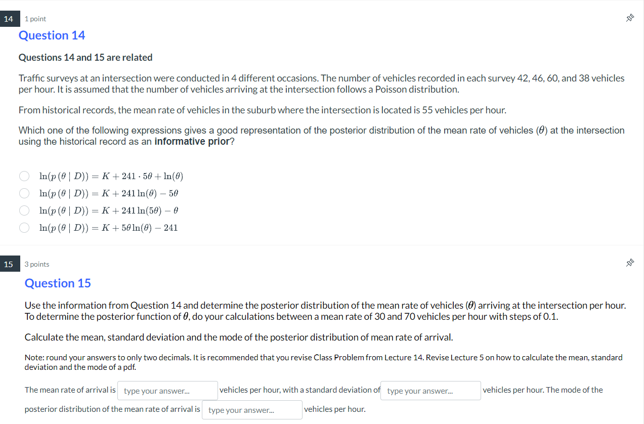 Solved Questions 14 and 15 are related Traffic surveys at an | Chegg.com
