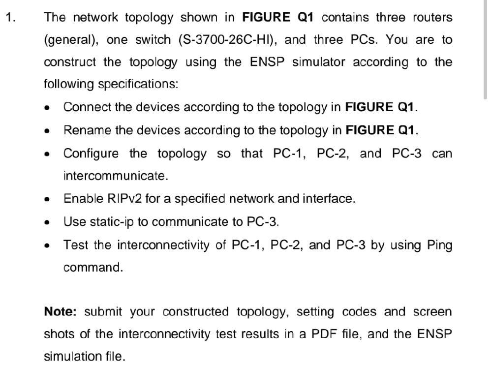 Solved 1. . . The network topology shown in FIGURE Q1 | Chegg.com