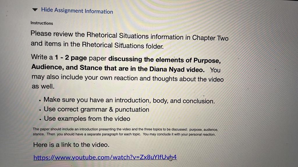 Hide Assignment Information Instructions Please | Chegg.com