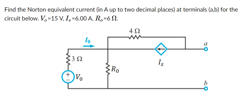Solved Find the Norton equivalent current (in A up to two | Chegg.com