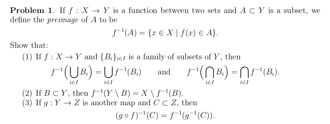 Solved Problem 1. If f:X→Y is a function between two sets | Chegg.com