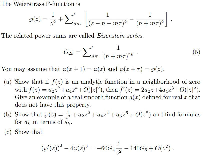 Solved The Weierstrass P-function is | Chegg.com
