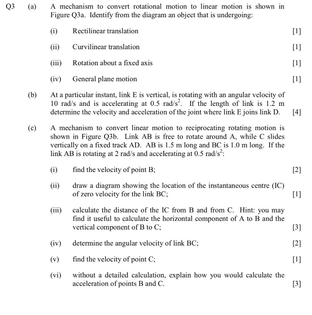 Solved Q3 (a) A mechanism to convert rotational motion to | Chegg.com