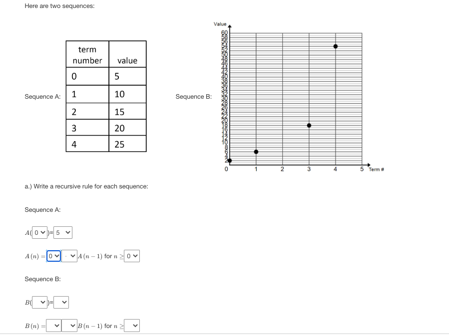 Solved Here are two sequences: Sequence A: a.) Write a | Chegg.com