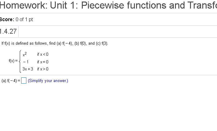 Solved Homework: Unit 1: Piecewise functions and Transf | Chegg.com