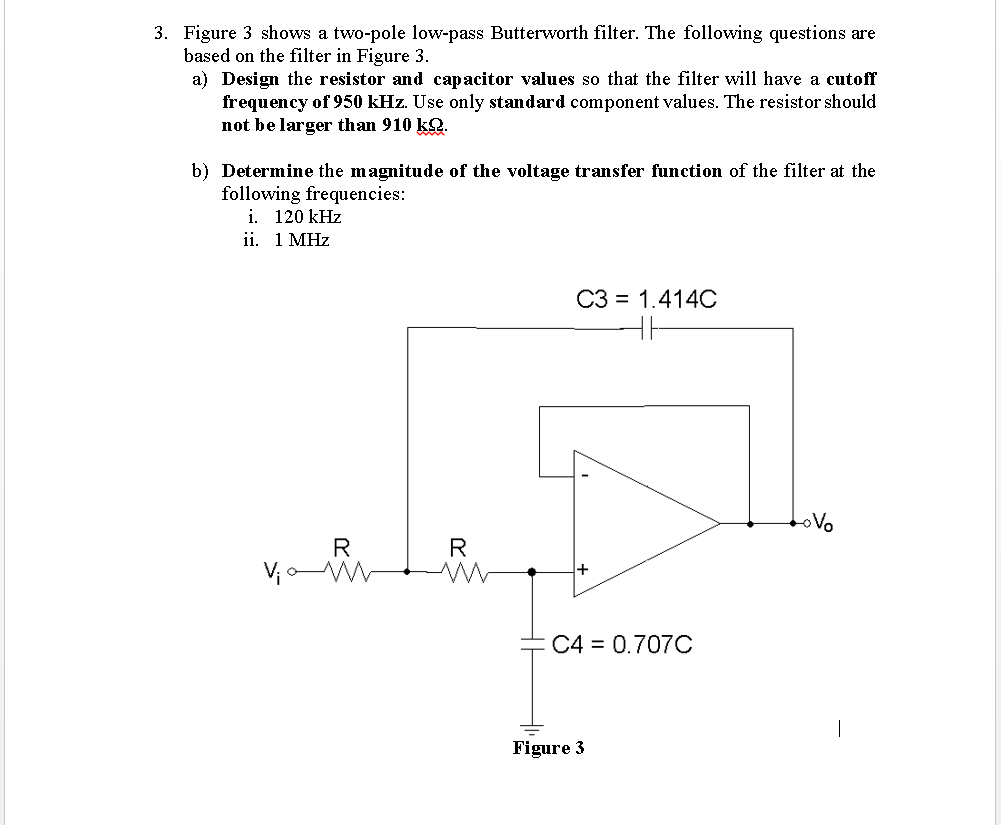 Solved 3. Figure 3 shows a two-pole low-pass Butterworth | Chegg.com