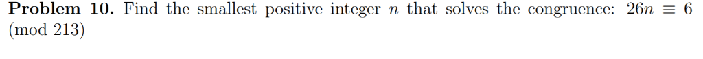 Solved Find the smallest positive integer n that solves the | Chegg.com