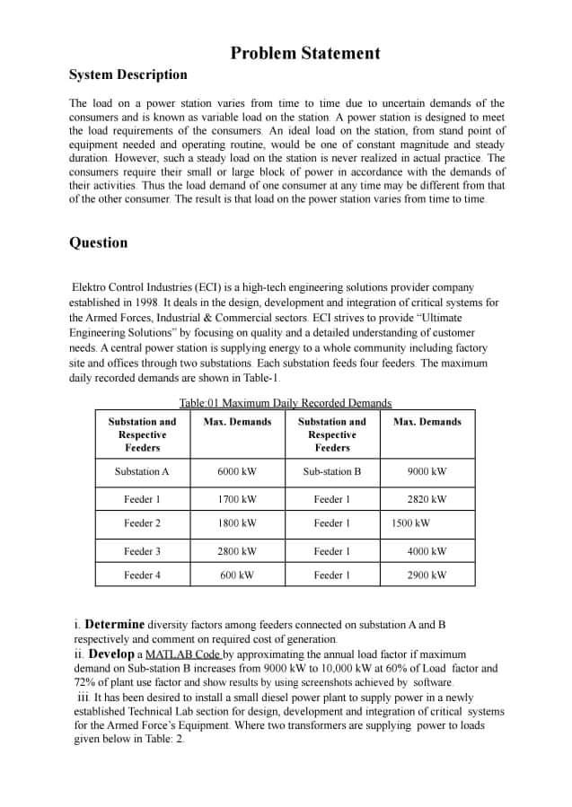Solved Problem Statement System Description The load on a | Chegg.com