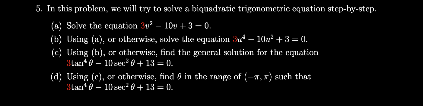 Solved In this problem, we will try to solve a biquadratic | Chegg.com