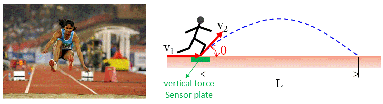 Solved In long jump, a person runs horizontally and then | Chegg.com