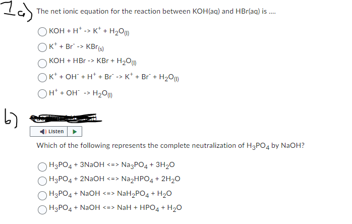 Solved 1G ) The net ionic equation for the reaction between | Chegg.com