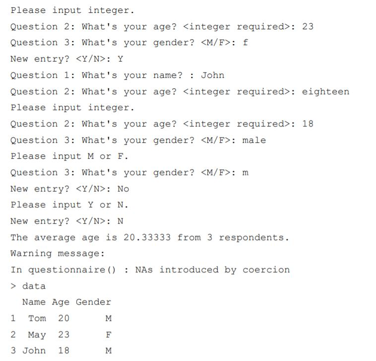 1. Write a function named questionnaire () and ask | Chegg.com